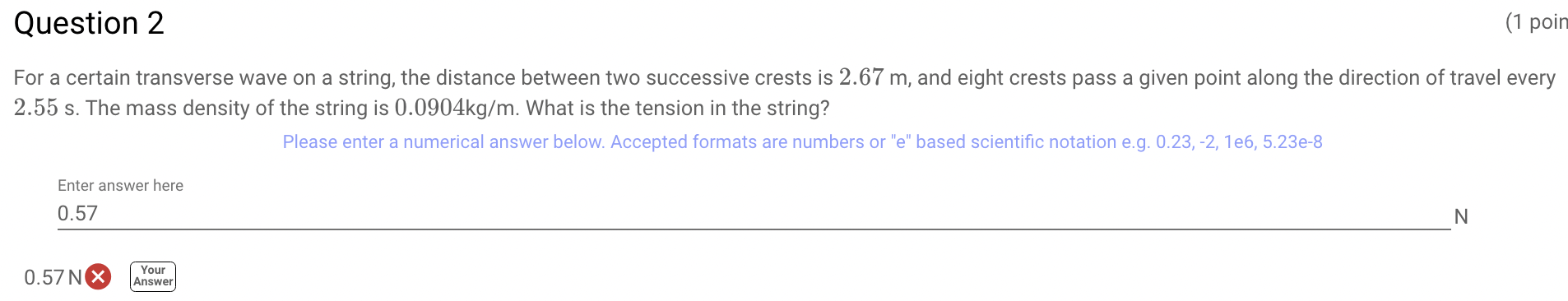 Solved Question 2For a certain transverse wave on a string, | Chegg.com