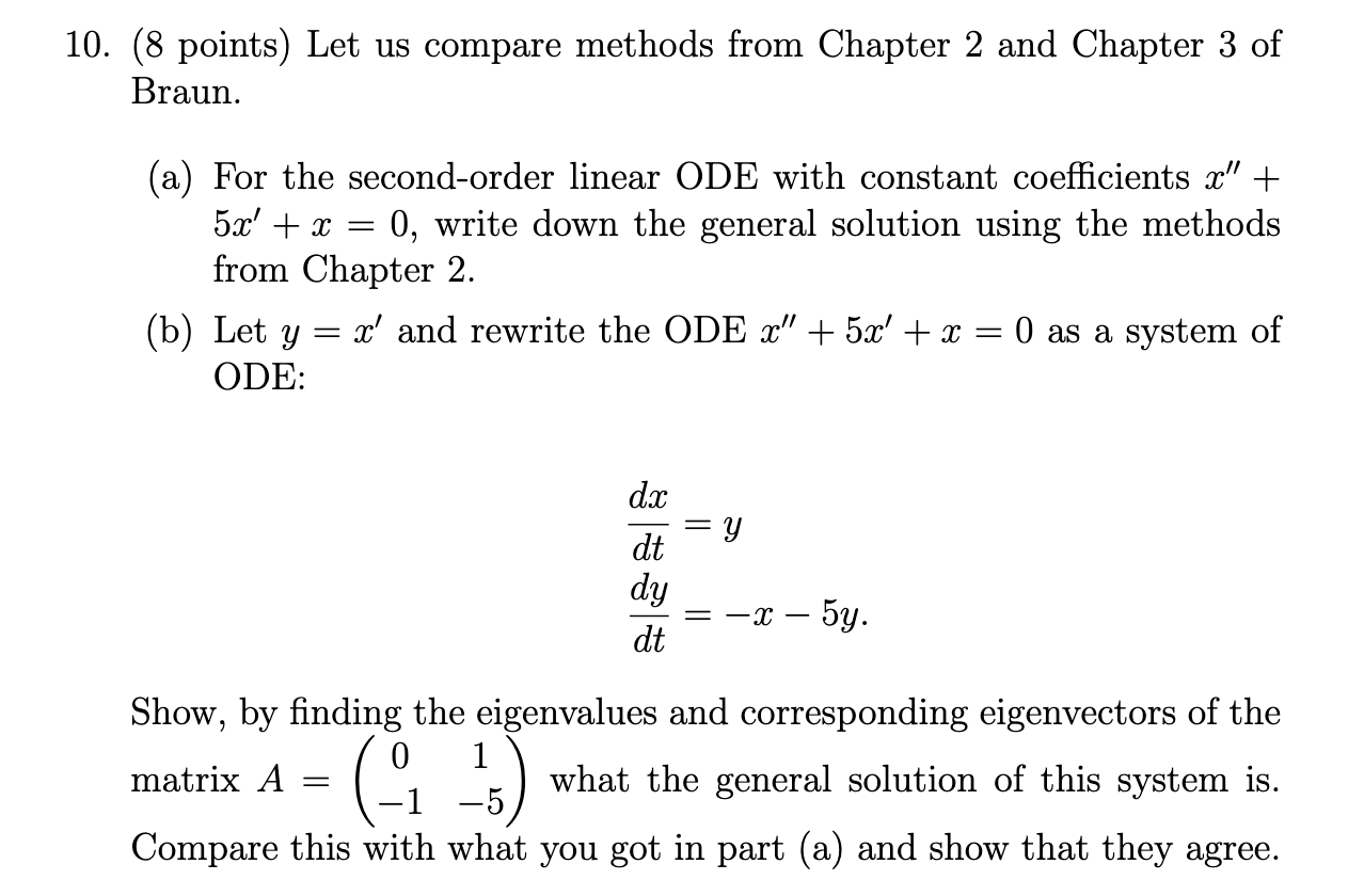 Solved (8 ﻿points) ﻿Let us compare methods from Chapter 2 | Chegg.com