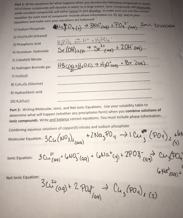 Solved Writing Molecular, Ionic, and Net Ionic Equations | Chegg.com