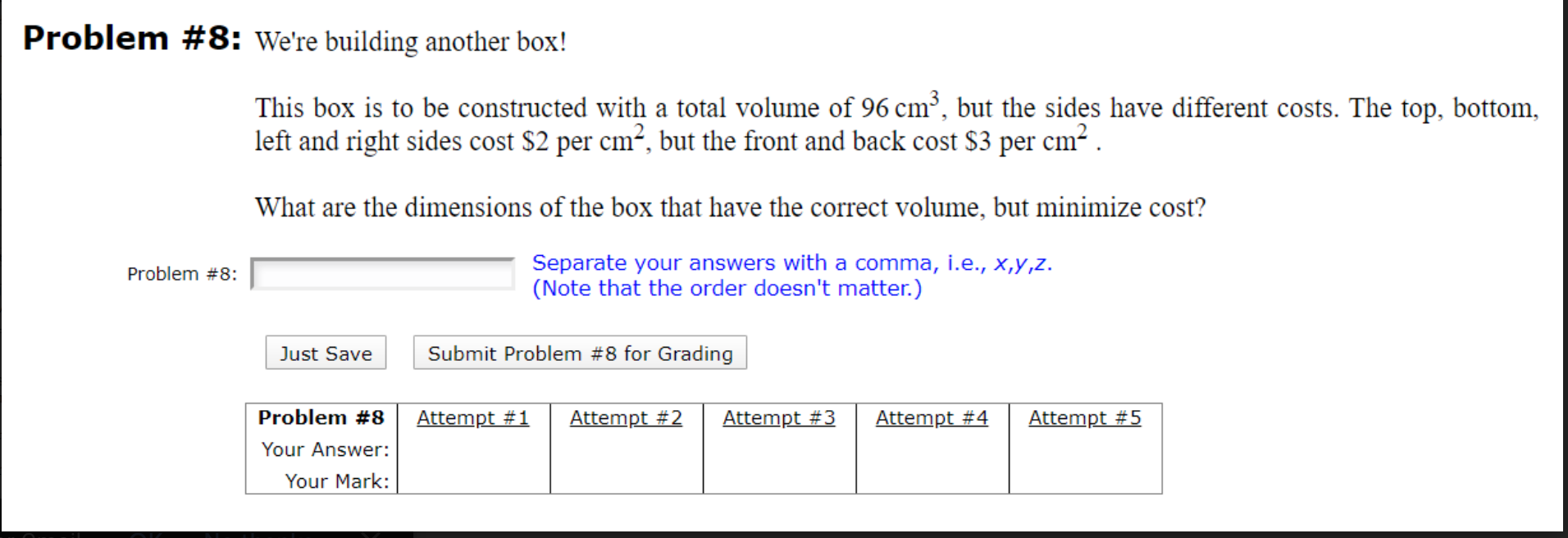 Solved Problem #8: We're building another box! This box is | Chegg.com