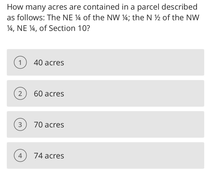 Solved How many acres are contained in a parcel described as | Chegg.com