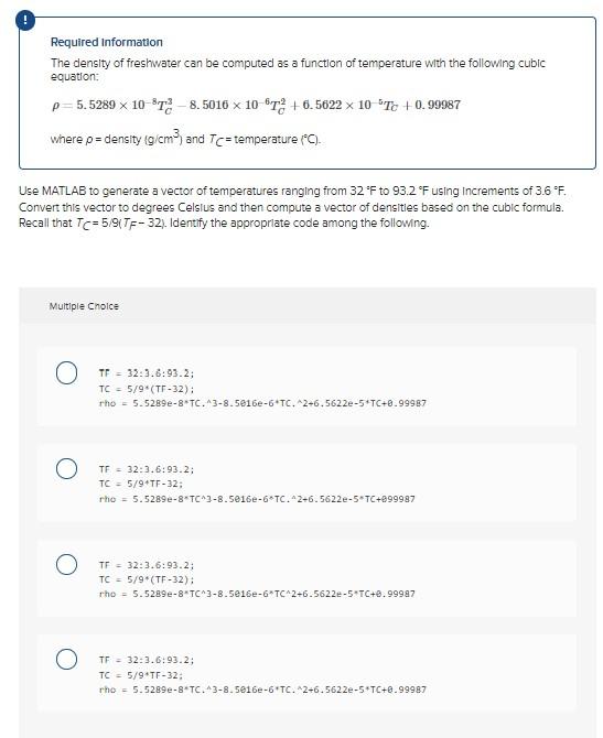 Solved Required information The density of freshwater can be | Chegg.com