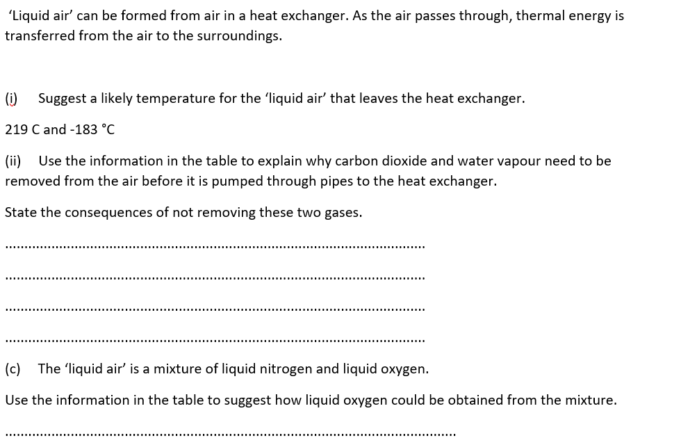 Solved 'Liquid air' can be formed from air in a heat | Chegg.com