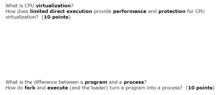 Solved What is CPU virtualization? How does limited direct | Chegg.com