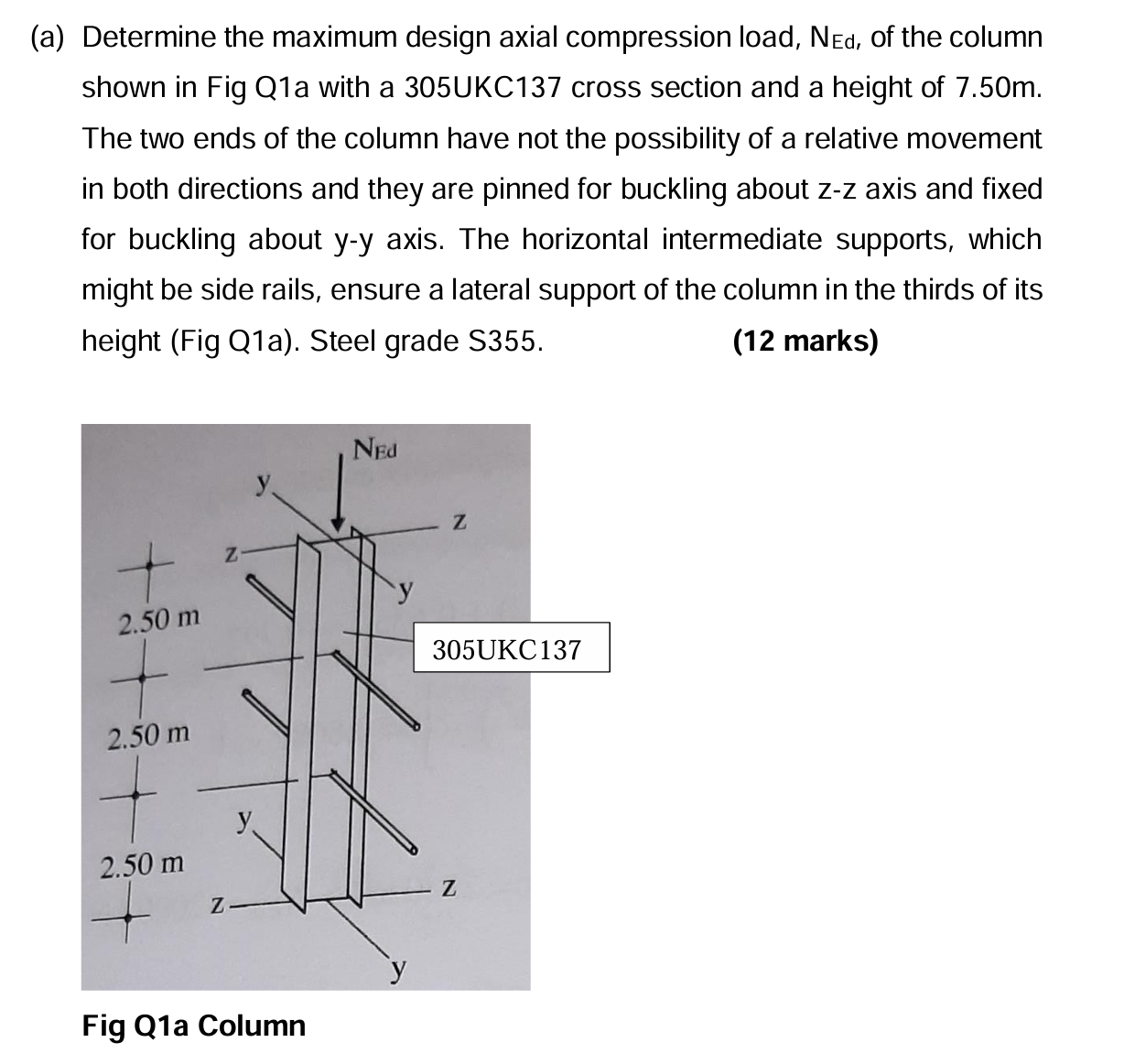 Solved (a) ﻿Determine the maximum design axial compression | Chegg.com
