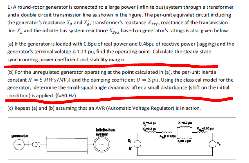 Solved 1) A round-rotor generator is connected to a large | Chegg.com