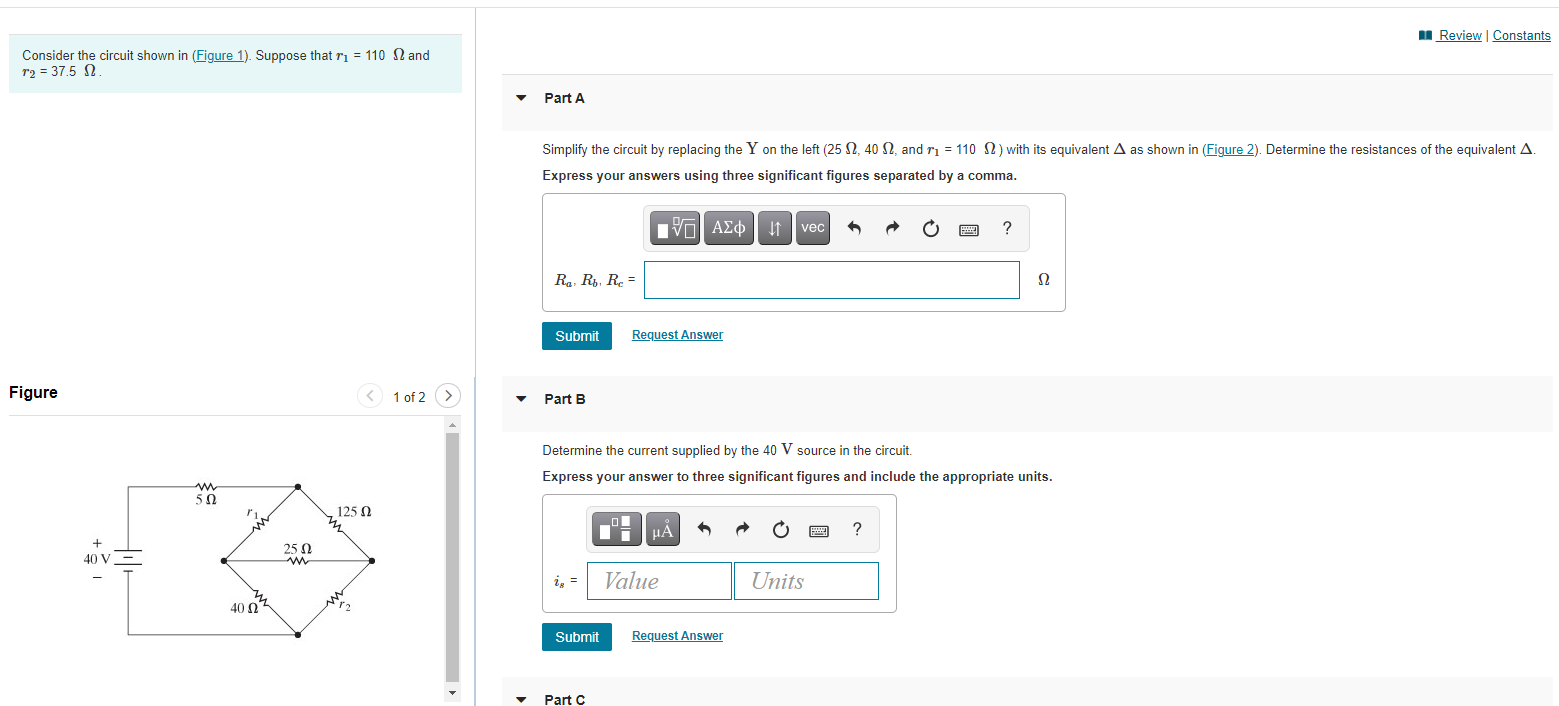 Solved u Review Constants Consider the circuit shown in | Chegg.com