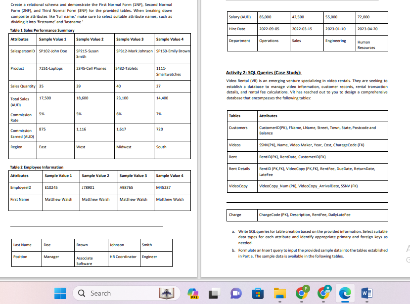 Solved istorv ITDA1001 ﻿Database Fundamentals MoA: Medium of | Chegg.com