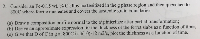 2. Consider an Fe-0.15 wt, % C alloy austenitized in | Chegg.com