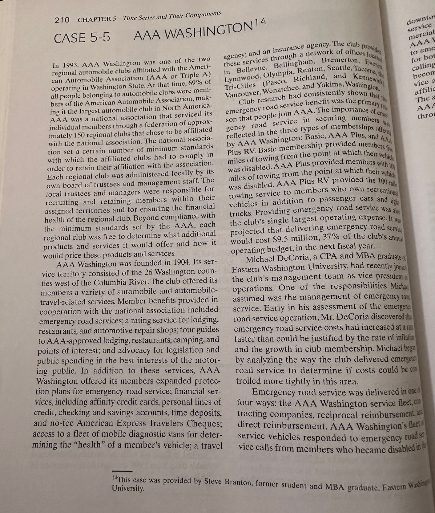 Solved In 1993, AAA Washington was one of the two regional | Chegg.com