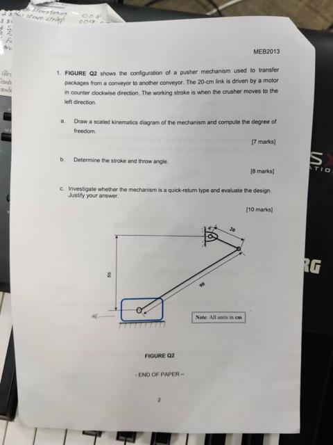 1. FIGURE Q2 shows the configuration of a pusher | Chegg.com