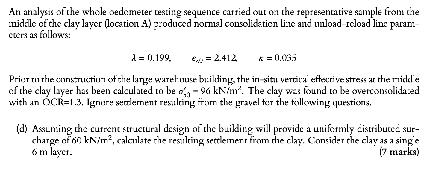Solved An ﻿analysis of ﻿the whole oedometer testing sequence | Chegg.com