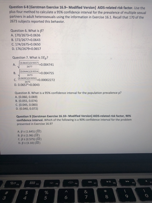 Solved Question 6-8 (Gerstman Exercise 16.9-Modified | Chegg.com