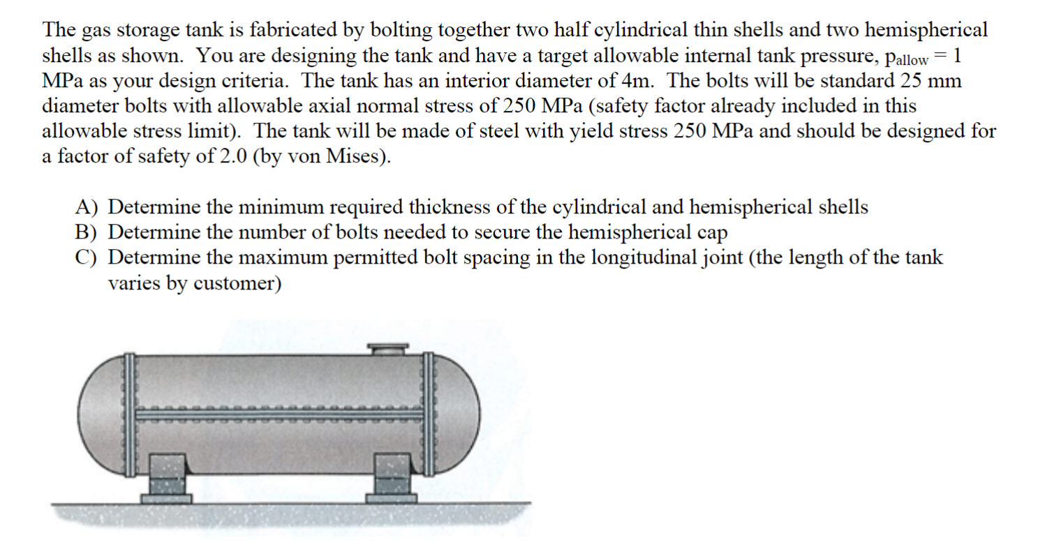 Solved The gas storage tank is fabricated by bolting | Chegg.com