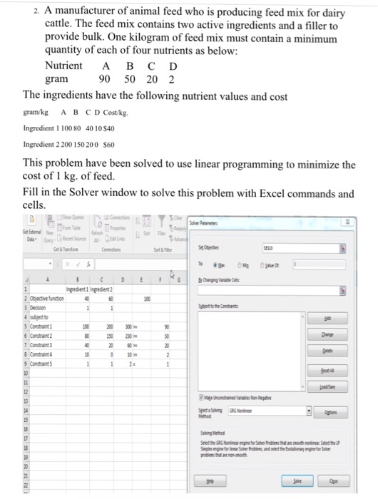 Solved 2. A manufacturer of animal feed who is producing | Chegg.com