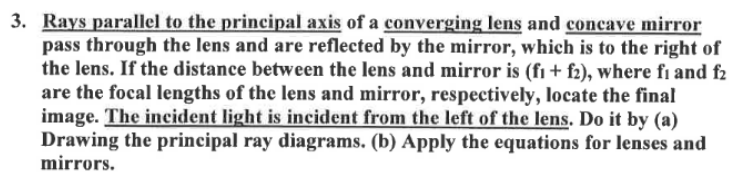 Solved 3. Rays parallel to the principal axis of a | Chegg.com