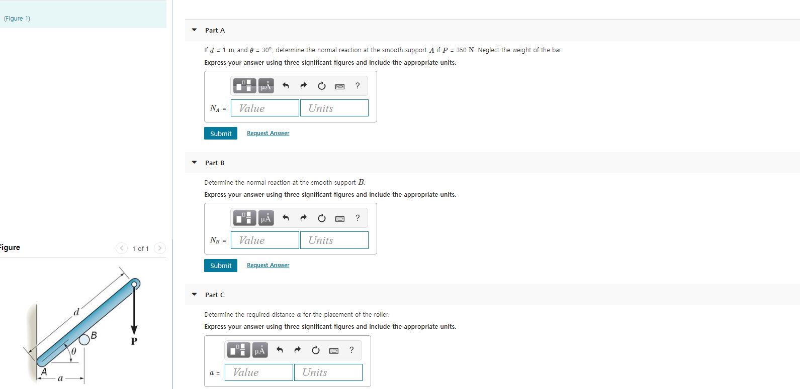 Solved Figure 1 Part A If D 1 M And 30° Determine