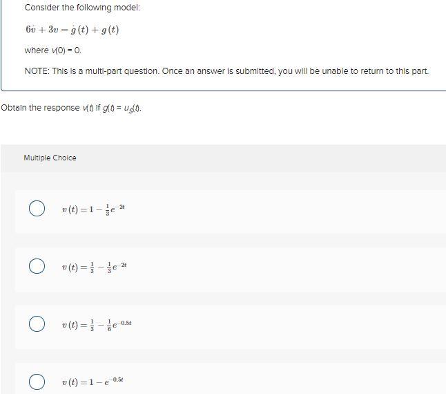 Solved Consider the following model: 60 +3v=g(t) + g(t) | Chegg.com