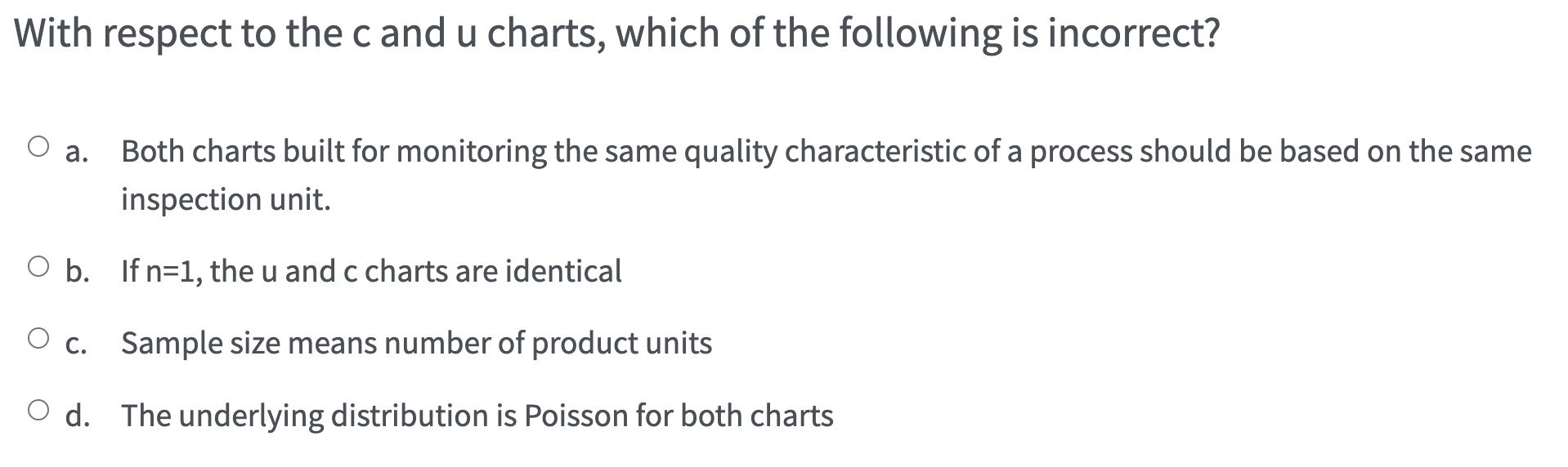 Solved With respect to the c and u charts, which of the | Chegg.com