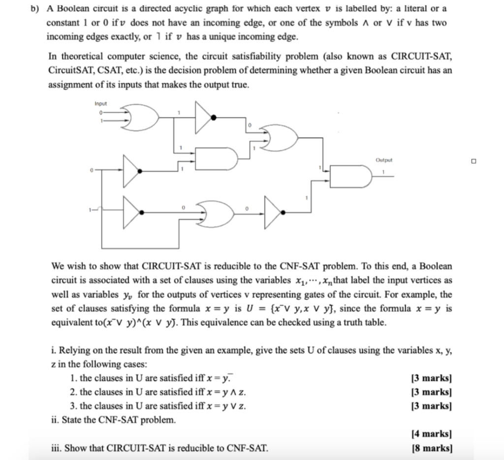 Solved B A Boolean Circuit Is A Directed Acyclic Graph For