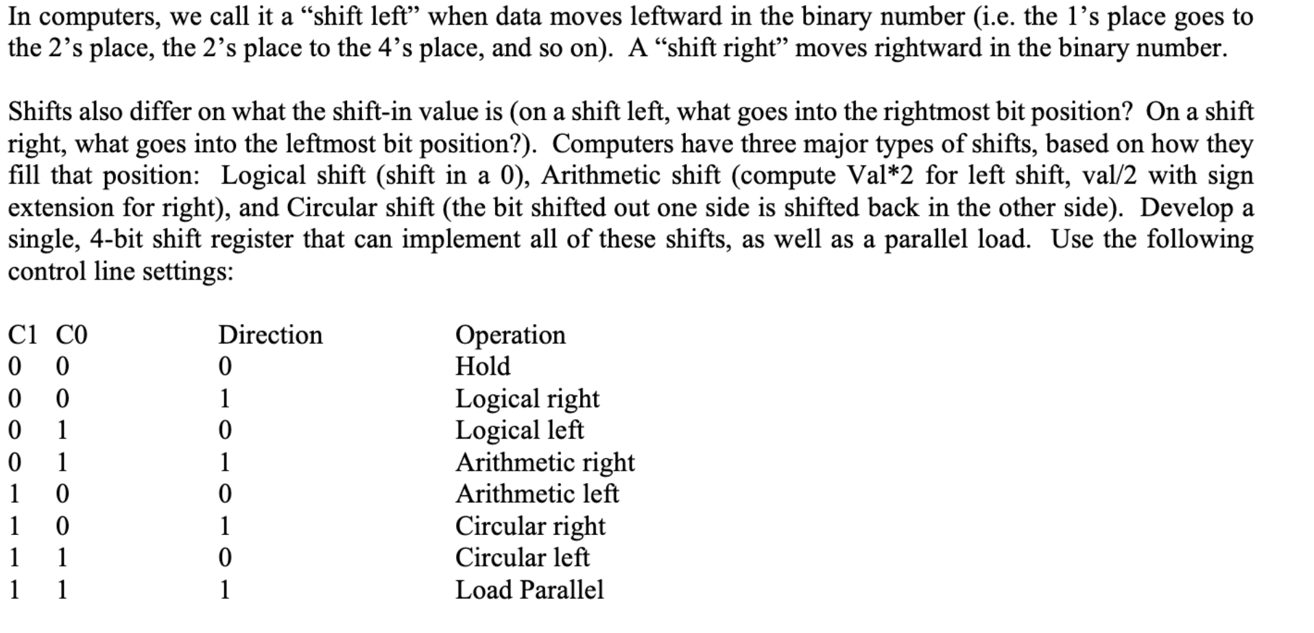 Solved In class we showed how shift registers can transfer | Chegg.com