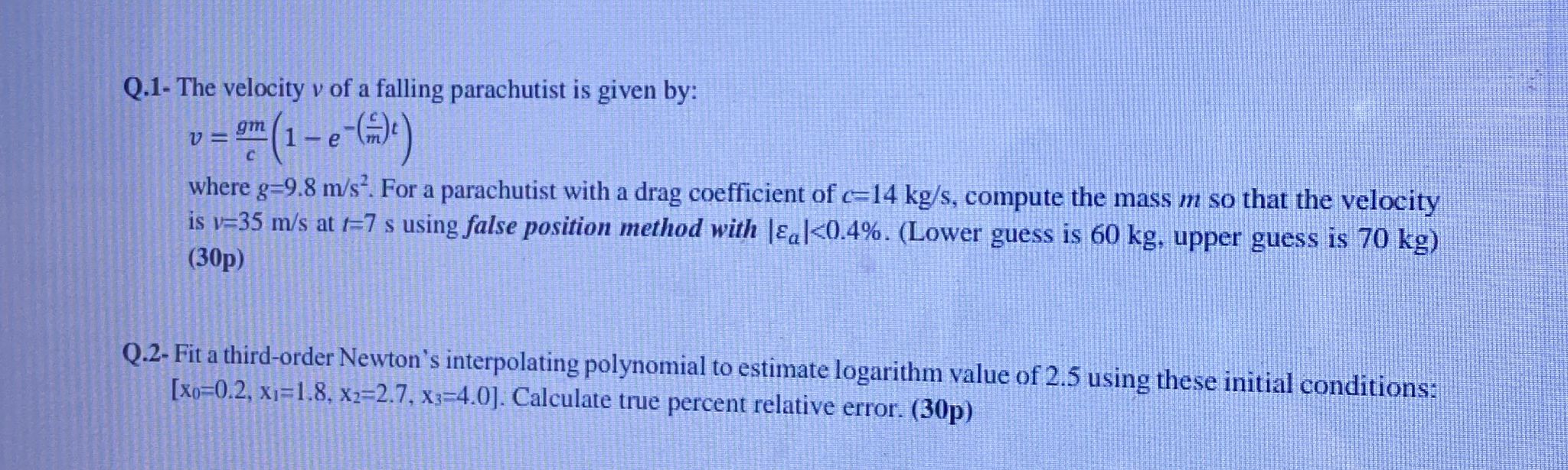 Solved - Fit a third-order Newton’s interpolating polynomial | Chegg.com