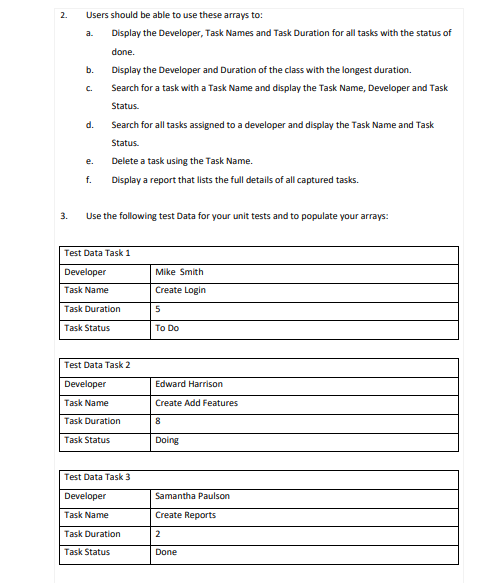 Solved At the end of this specific task, students should be | Chegg.com