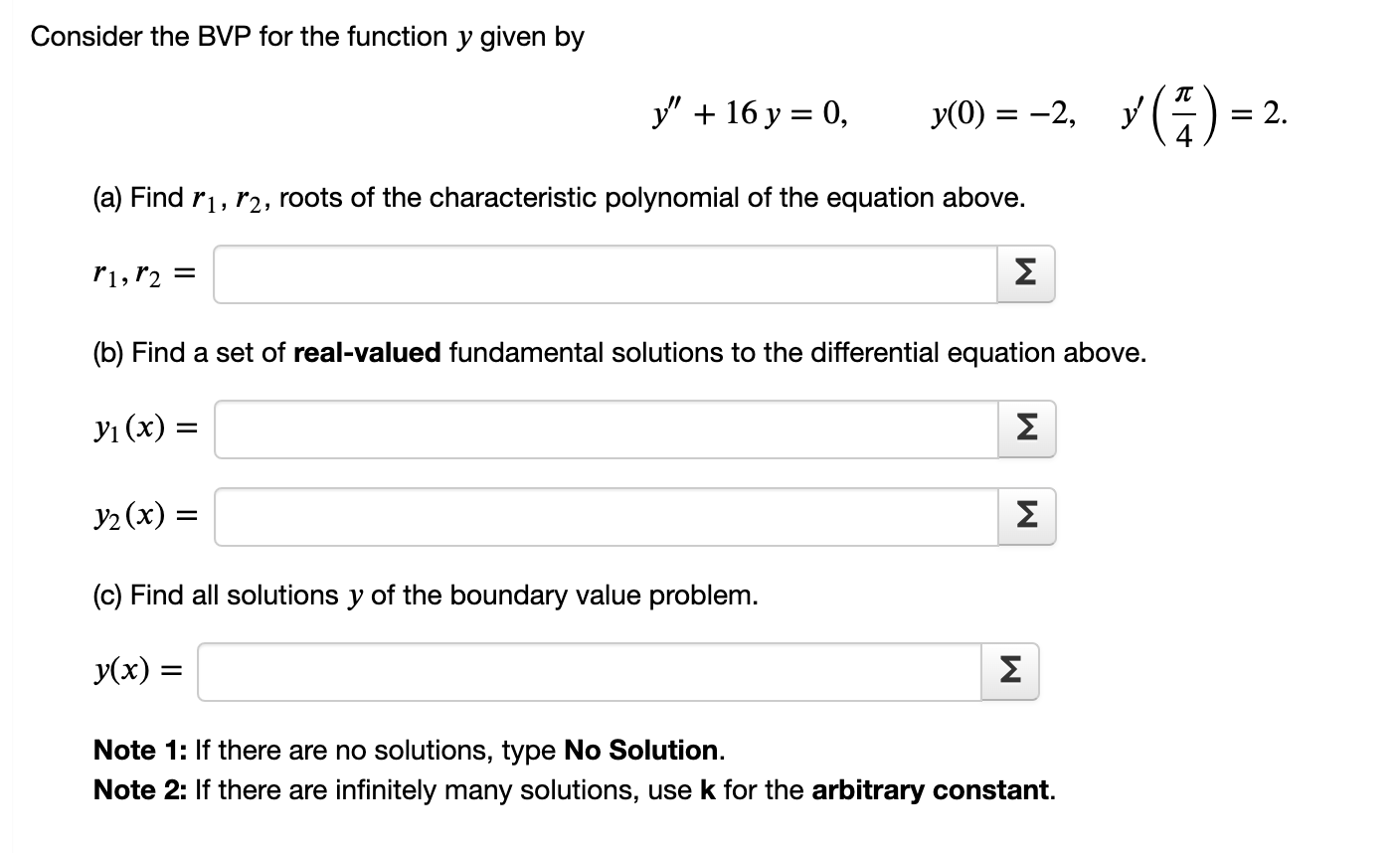 Solved Consider the BVP for the function y given by | Chegg.com