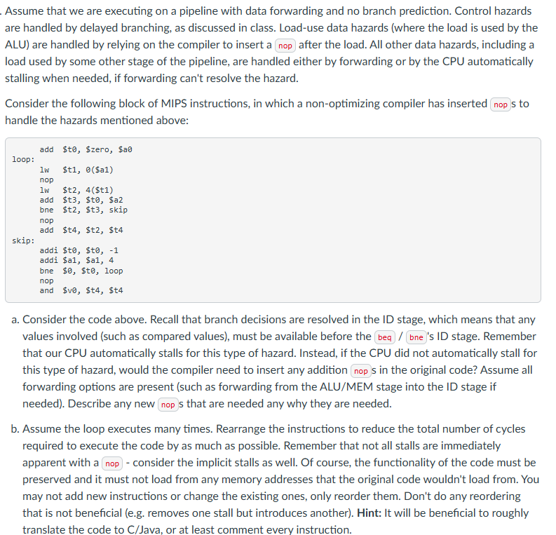 Solved by an EXPERT Assume that we are executing on a pipeline with data | Chegg.com