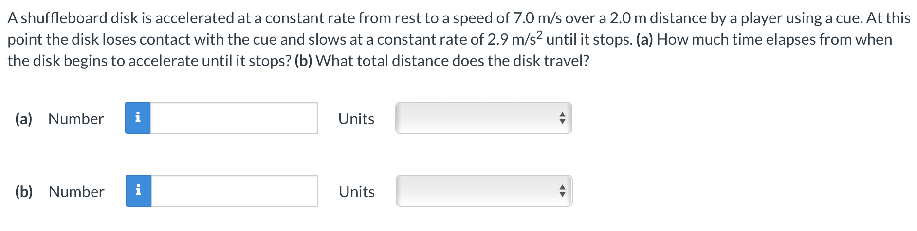 Solved A shuffleboard disk is accelerated at a constant rate | Chegg.com