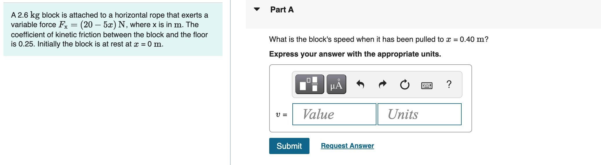 Solved Part A A 2.6 kg block is attached to a horizontal | Chegg.com
