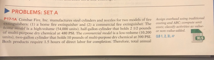 Solved PROBLEMS: SET A P17-1A Combat Fire, Inc. manufactures | Chegg.com