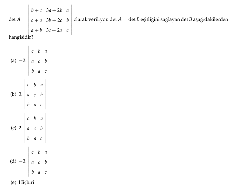 Solved b+c is given as 3a + 2b a c+a 3b + 20 b. Which of the | Chegg.com