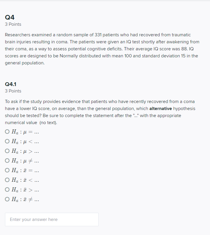 Solved Q4 3 Points Researchers examined a random sample of | Chegg.com