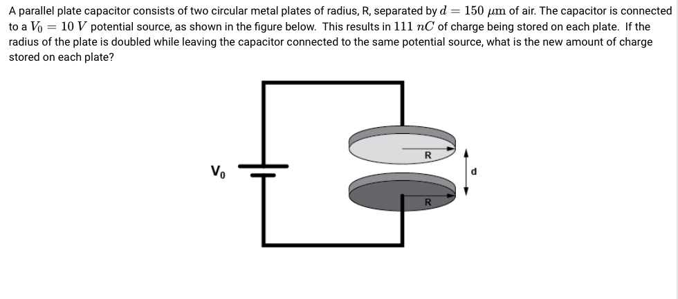 Solved A parallel plate capacitor consists of two circular | Chegg.com