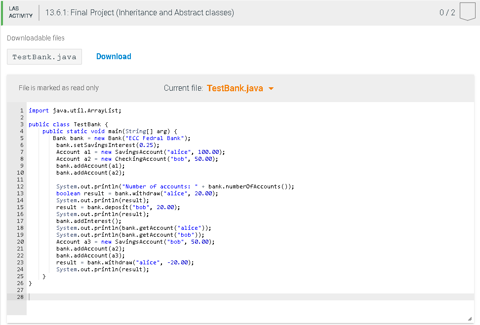 Solved Abstract Classes, Inheritance (Bank Application) | Chegg.com