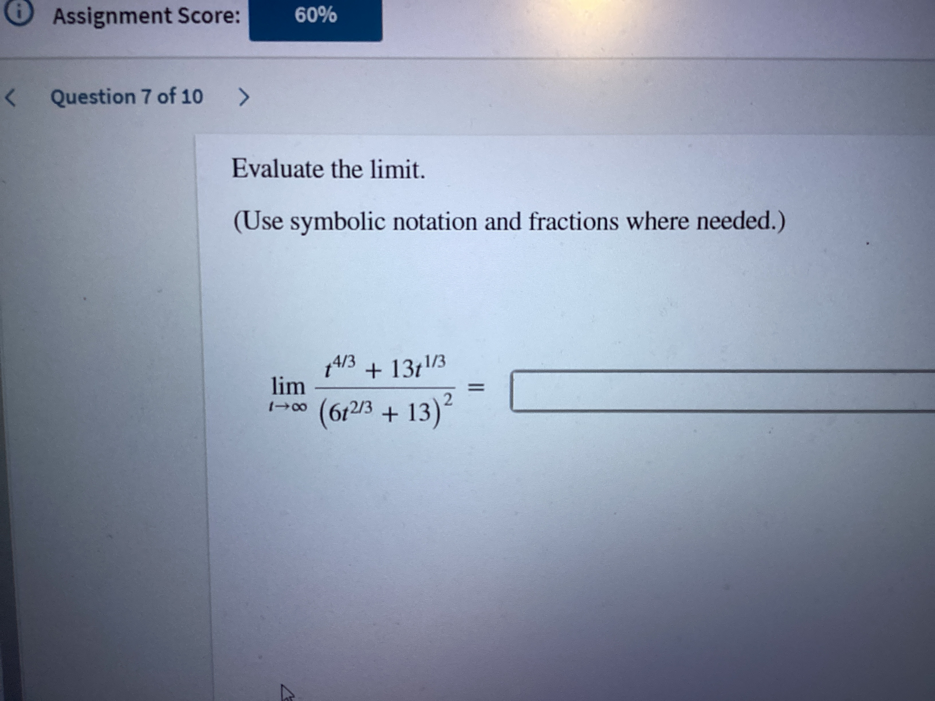 Solved Evaluate the limit.(Use symbolic notation and | Chegg.com