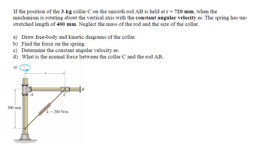 Solved If the position of the 3-kg collar C on the smooth | Chegg.com
