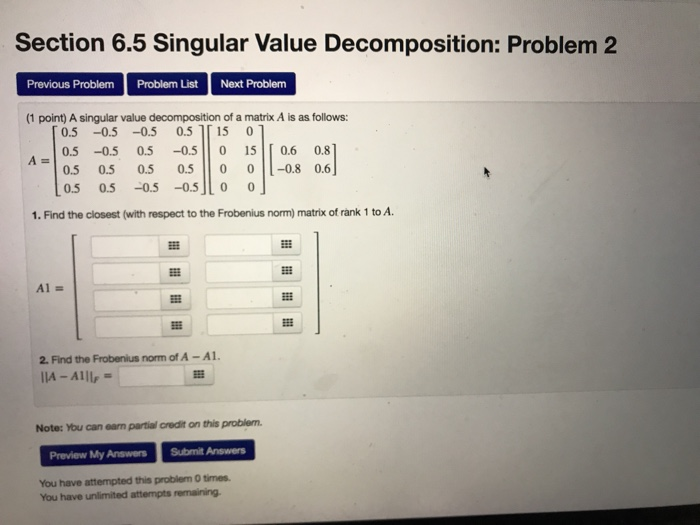 Solved Section 6 5 Singular Value Decomposition Problem 2