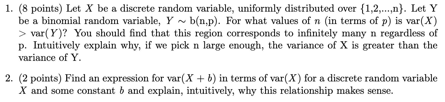 Solved 1. (8 points) Let X be a discrete random variable, | Chegg.com