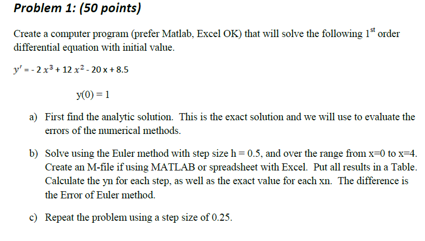 Solved Problem 1: (50 points) Create a computer program | Chegg.com