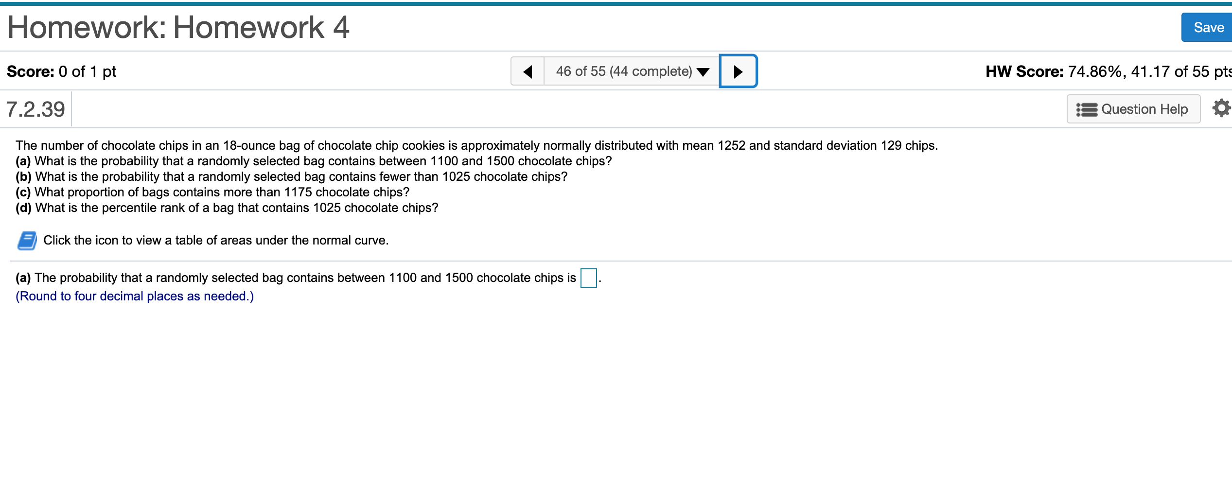 Solved Homework Homework 4 Save Score 0 Of 1 Pt 46 Of 55