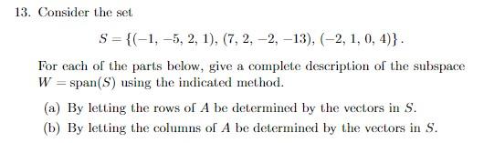 Solved 13. Consider the set | Chegg.com