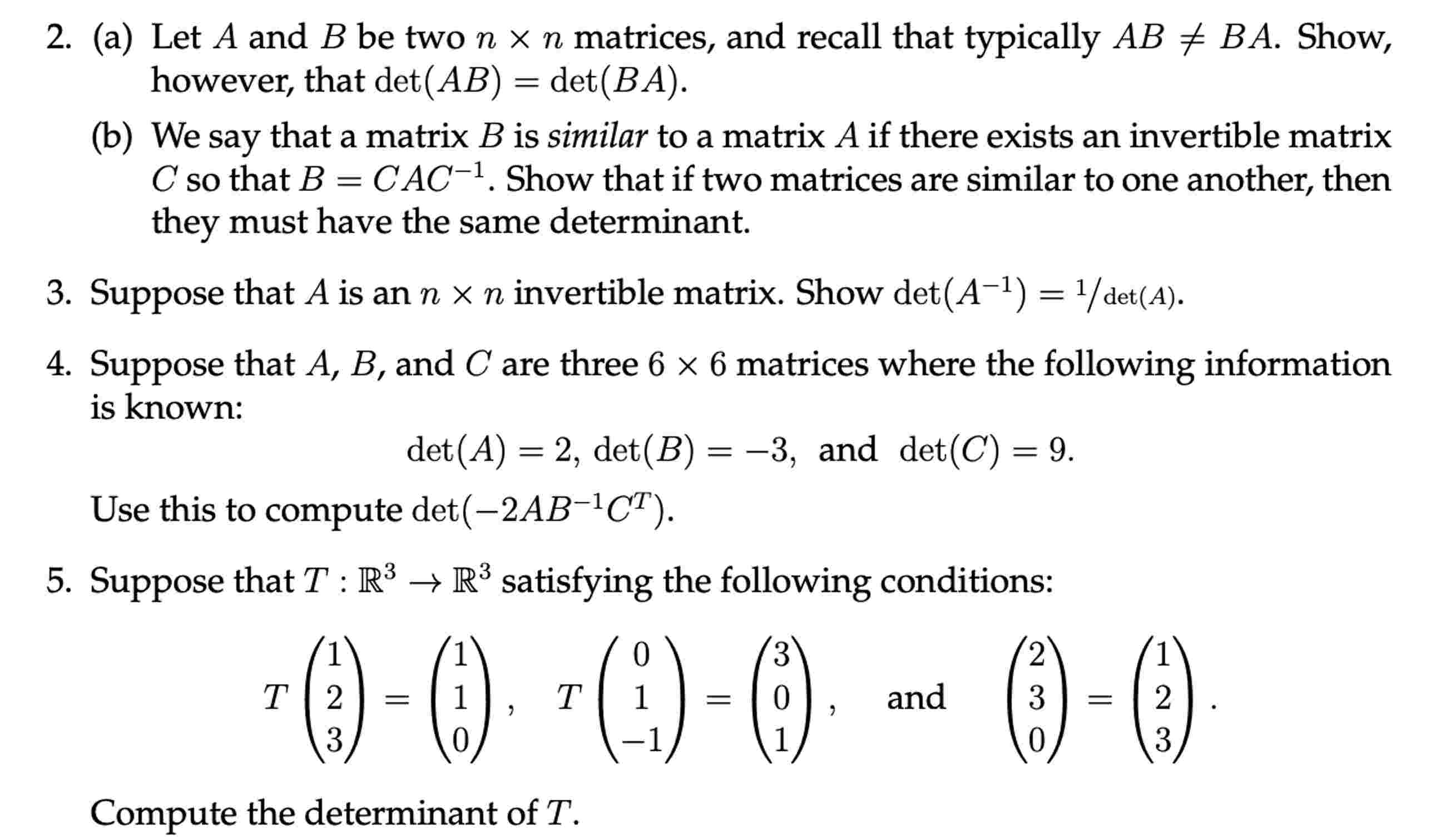 Solved (a) ﻿Let A and B be ﻿two n×n ﻿matrices, and recall | Chegg.com
