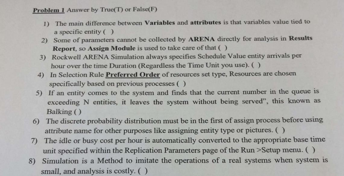 Problem 1 Answer by True(T) or False(F) 1) The main | Chegg.com