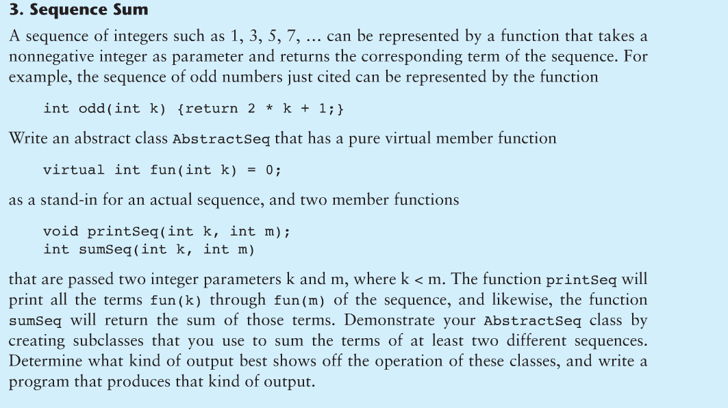 Solved 3. Sequence Sum A sequence of integers such as 1, 3, | Chegg.com