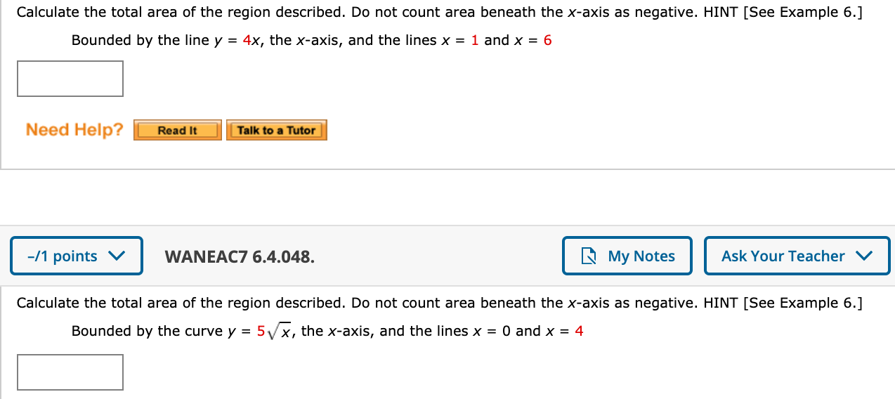 Solved Calculate the total area of the region described. Do | Chegg.com