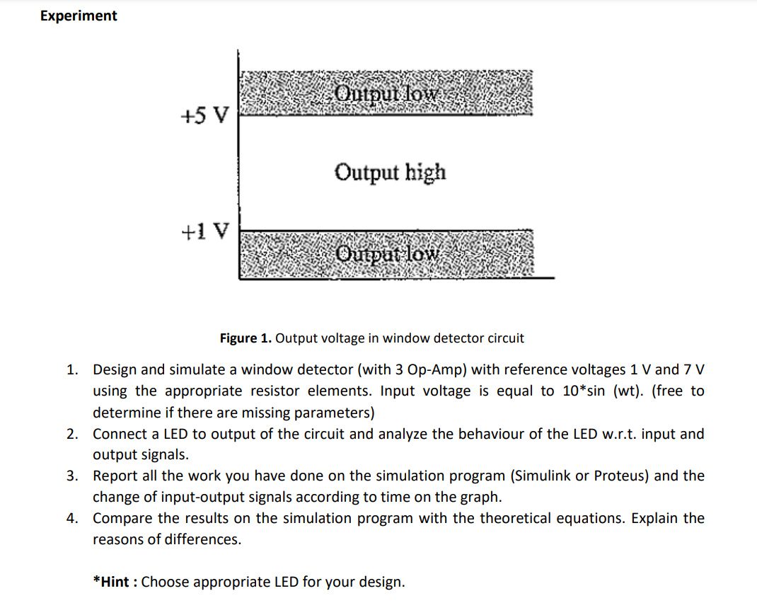 Figure 1. Output voltage in window detector circuit | Chegg.com Figure 1. Output voltage in window detector circuit | Chegg.com