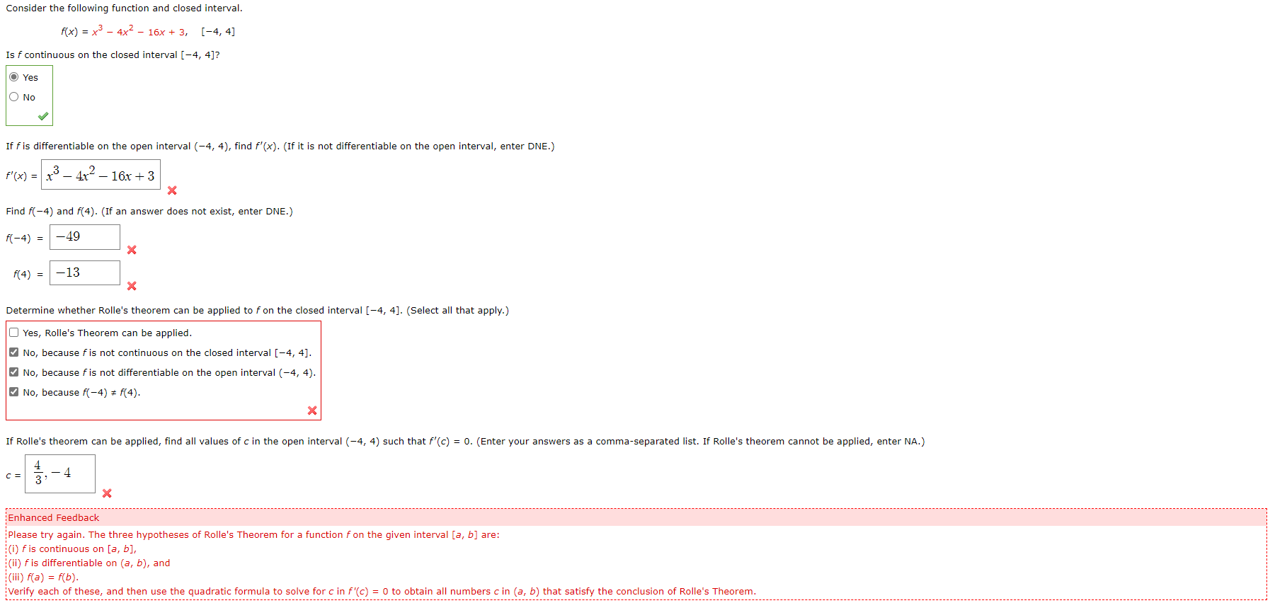 Solved Consider the following function and closed interval. | Chegg.com