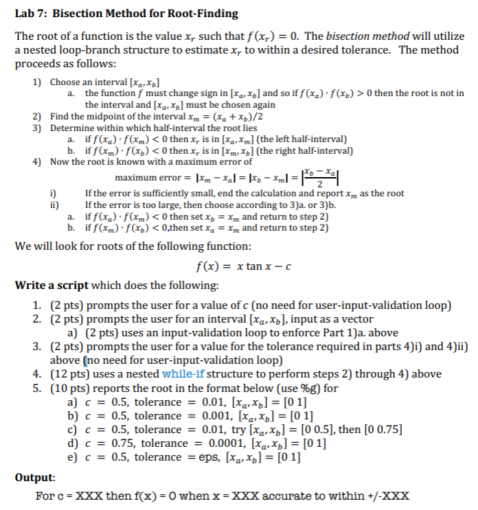 Solved Matlab Question Please Don T Use The Bisect